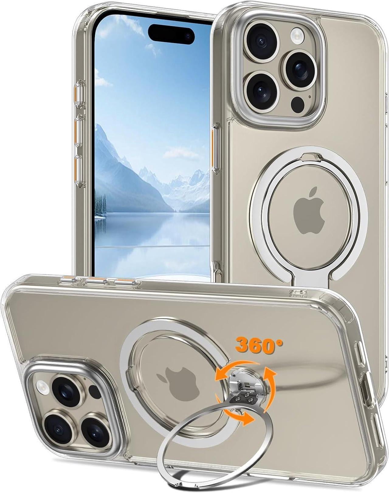 for iPhone 16 Pro Case, Dual 360° Spin Magnetic Stand& Magnetic Ring ...