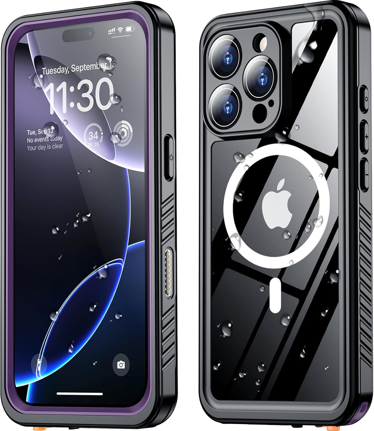 for iPhone 16 Pro Case Phone Case Purple/Clear | Magnetic, Waterproof ...