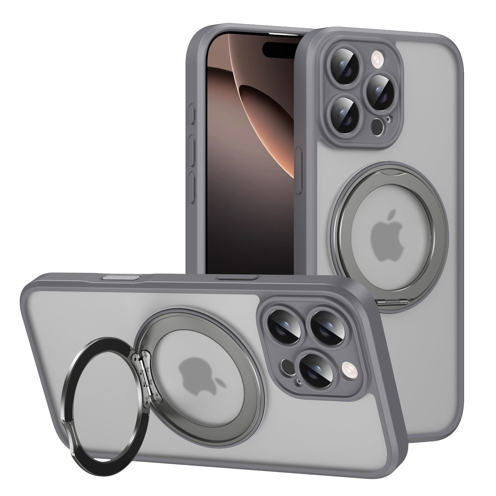 for iPhone 16 Pro Case with Stand, Compatible with MagSafe, Translucent ...