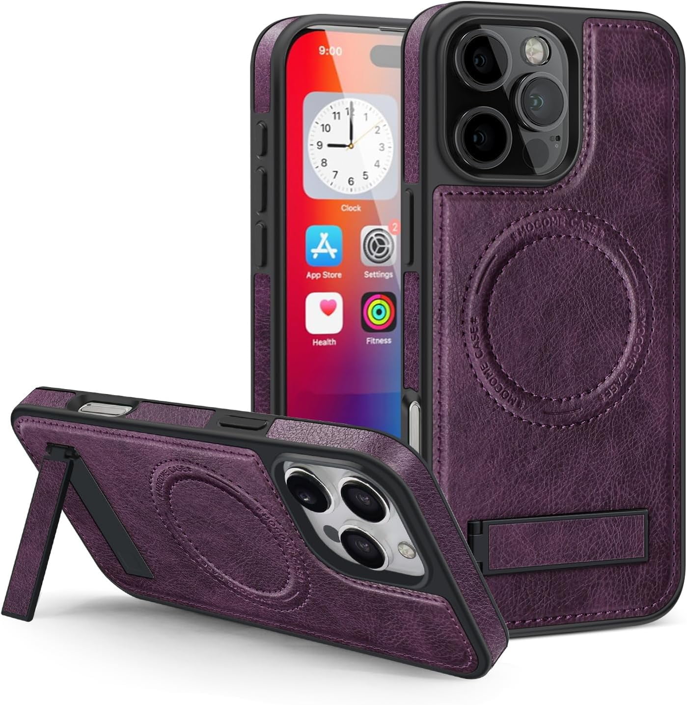 for iPhone 16 Pro Max Case 2024 [Compatible with Magsafe ] Wireless Charging Leather Stand ...