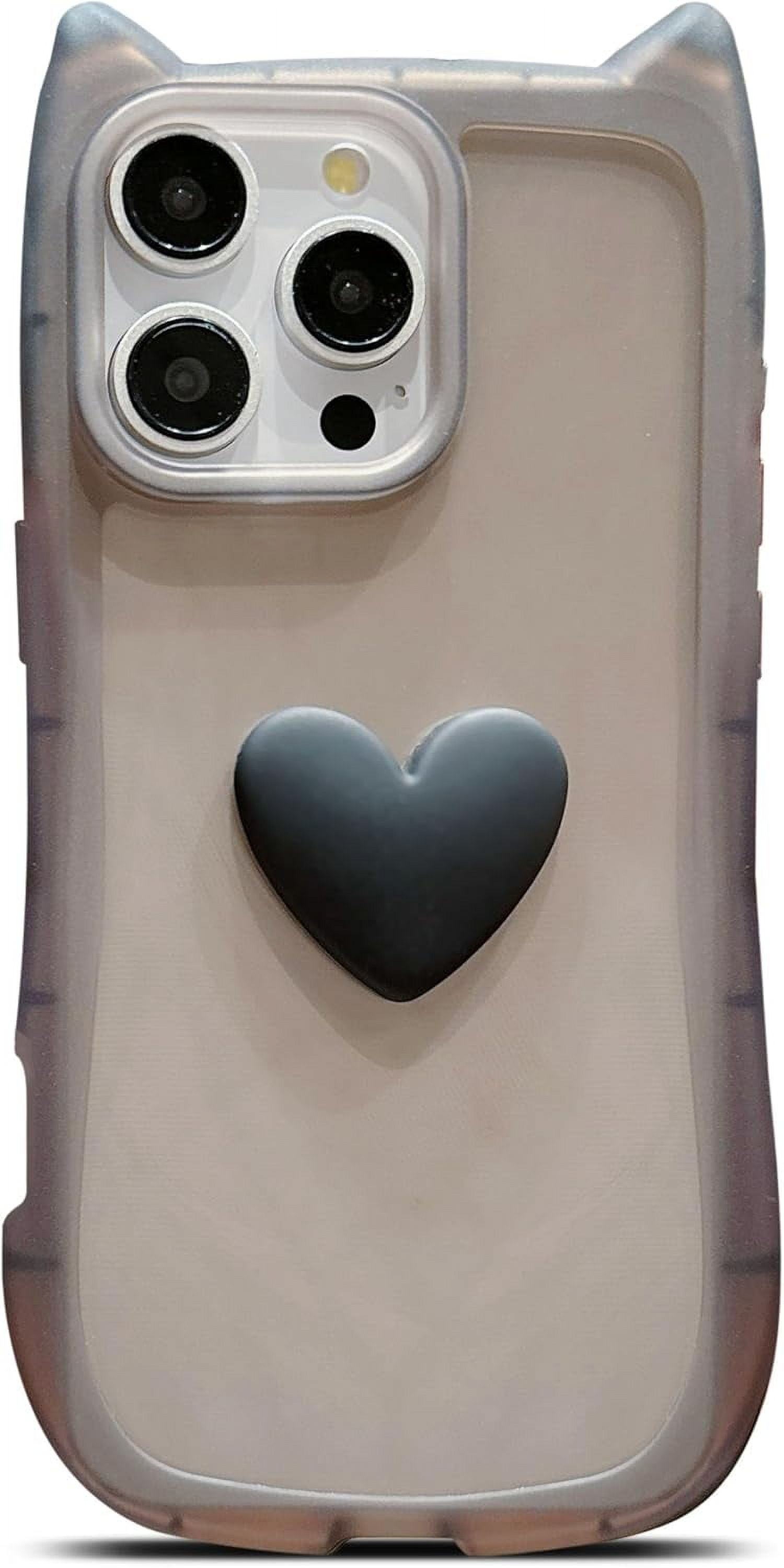 for iPhone 16 Pro Max Case 6.9" Cute 3D Love Heart Kawaii Cat Ear Clear ...