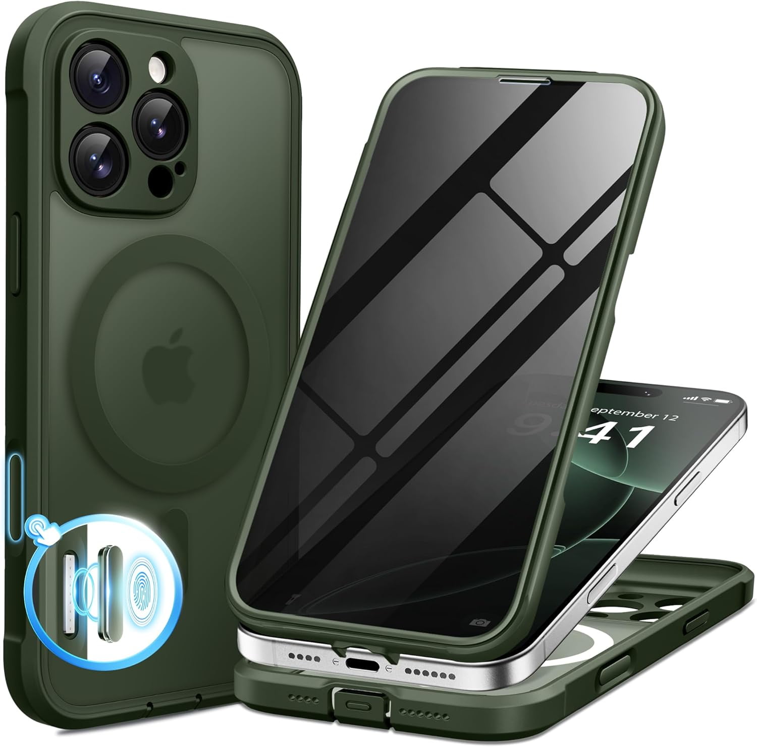 for iPhone 16 Pro Max Case, Compatible with MagSafe, Built-in Privacy ...