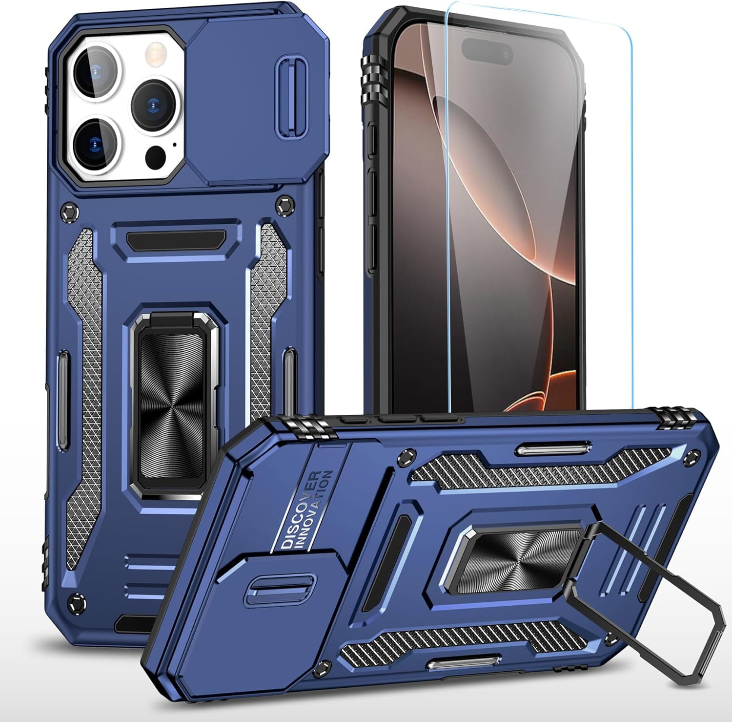 for iPhone 16 Pro Max Case with HD Screen Protector & Slide Camera ...