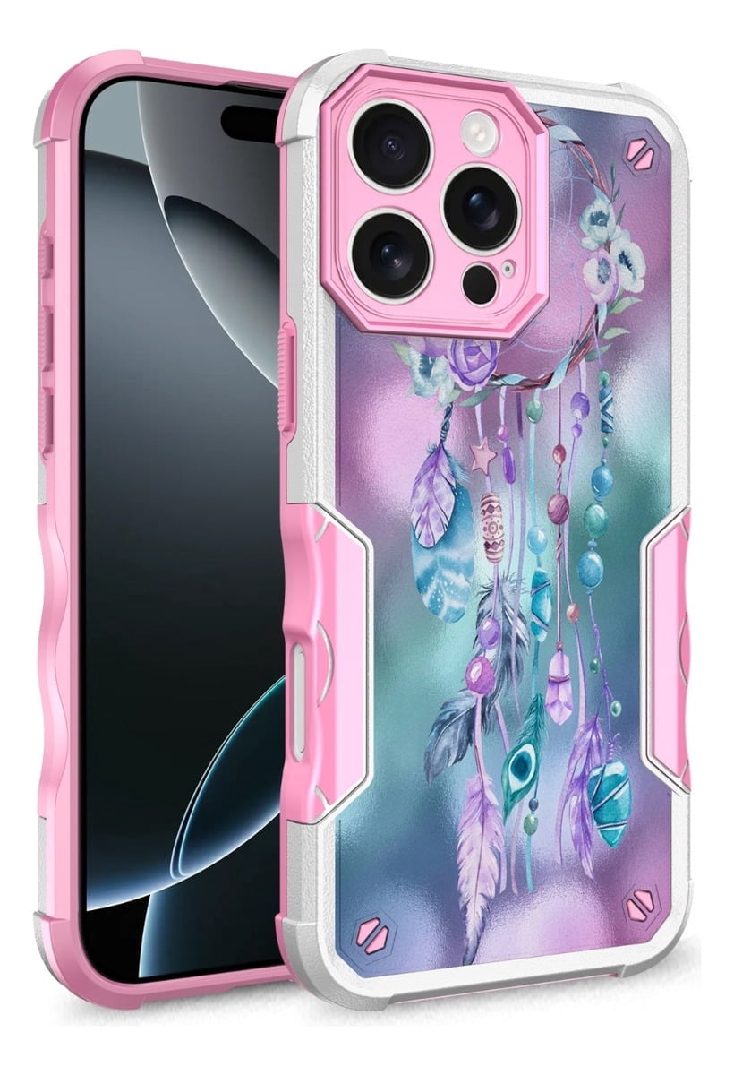 iPhone 16 Pro Max Case, Rosebono Hybrid Dual Layer Graphic Design ...
