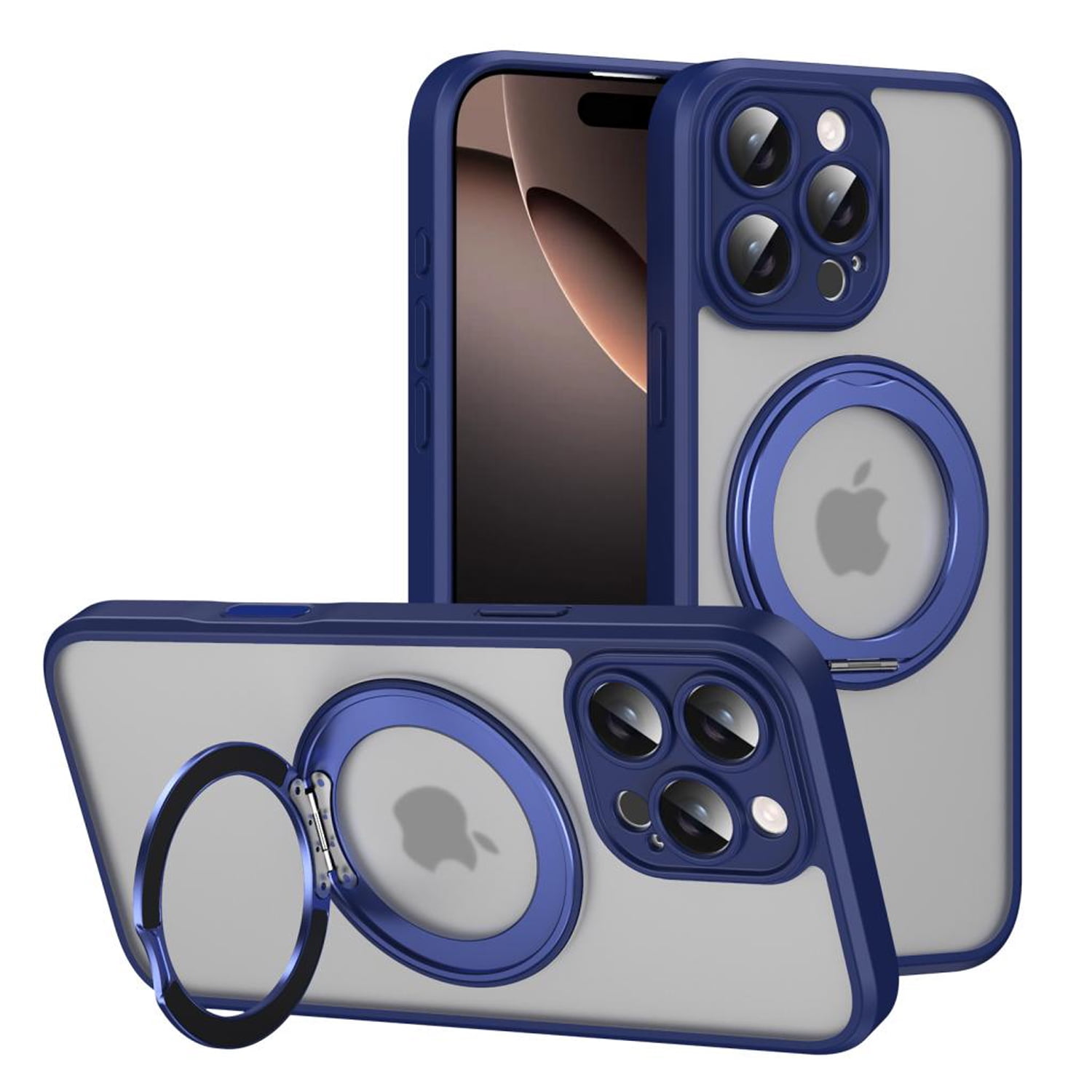 for iPhone 16 Pro Max Case with Stand, Compatible with MagSafe, Translucent Back, Magnetic Ring ...