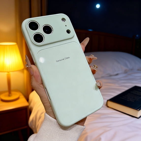 for iPhone 16 Pro Max Case, Tempered Glass Back Cover with Hybrid PC ...