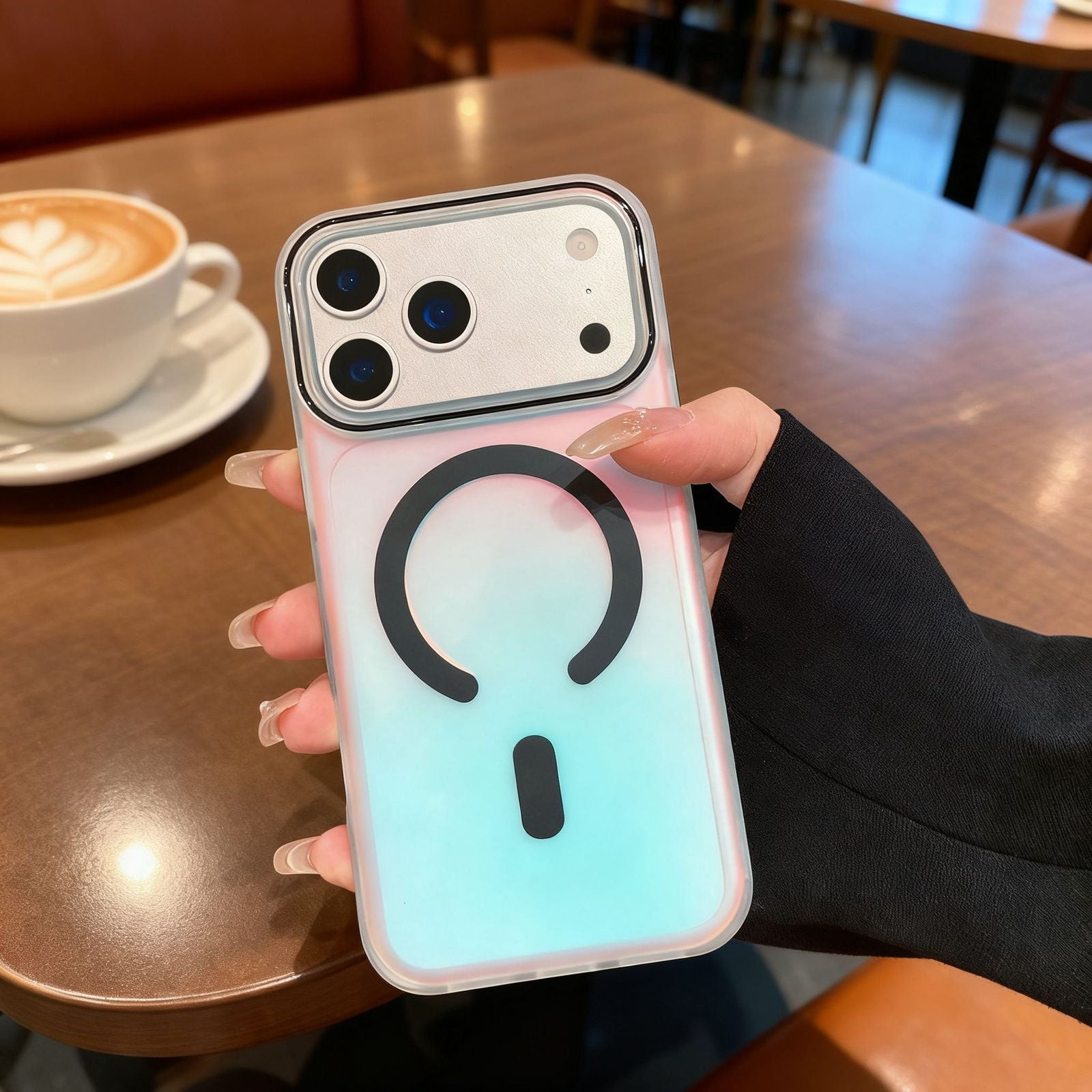 For iPhone 16 Pro Phone Case,Discolored Dazzling Back Design,Compatible ...