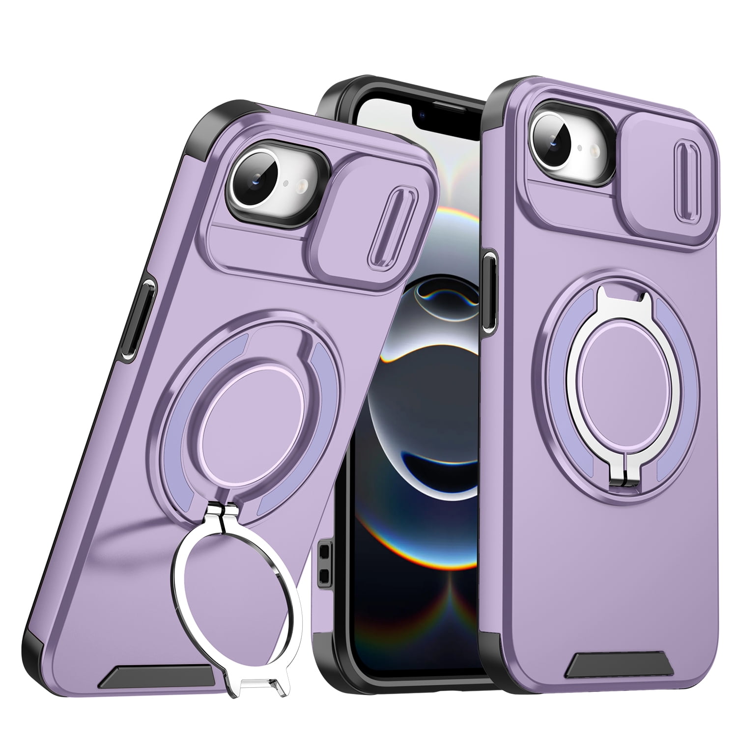 for iPhone 16e Case Magnetic Built in Stand & Ring Holder[Compatible ...