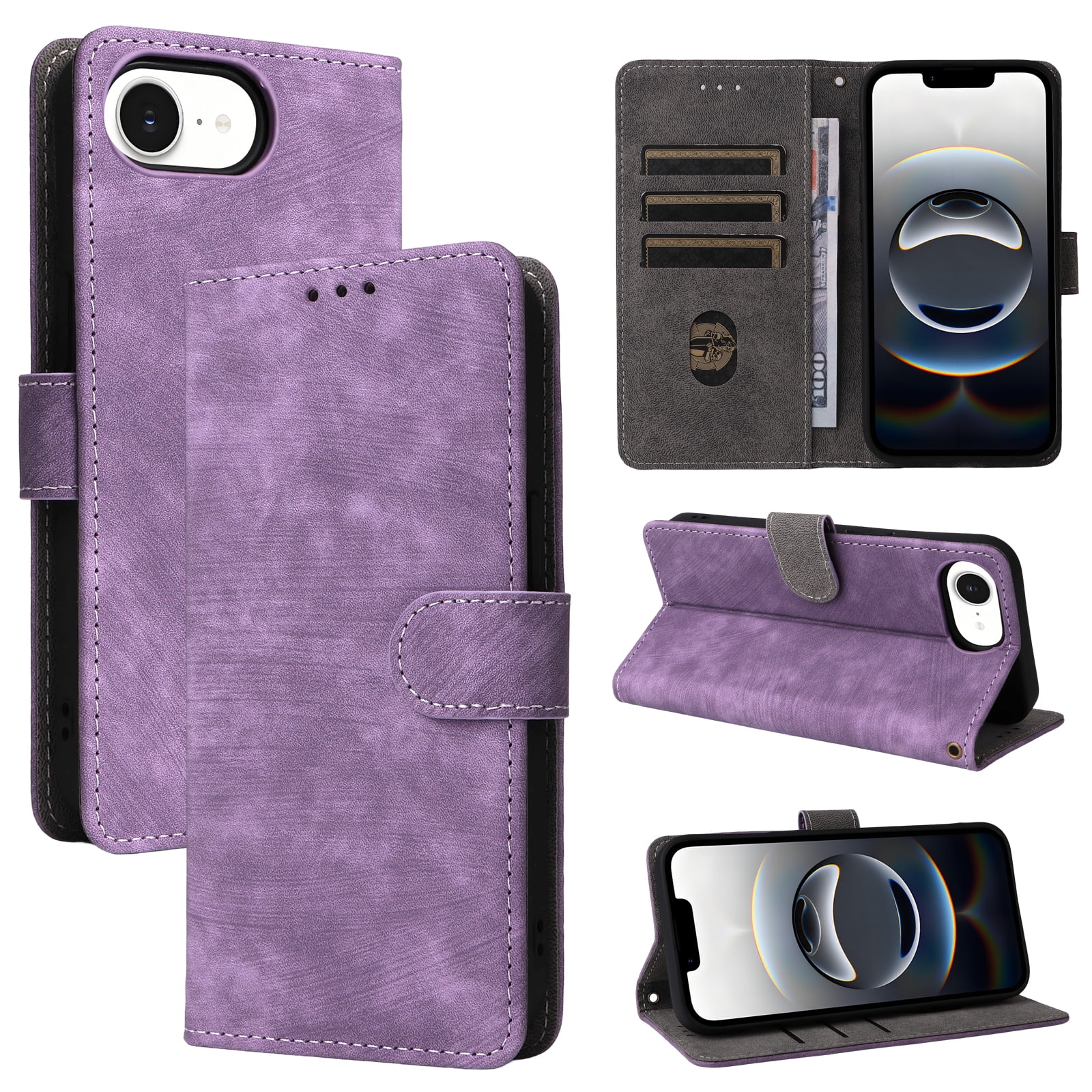 for iPhone 16e Wallet Case with RFID Blocking Credit Card Holder, PU ...