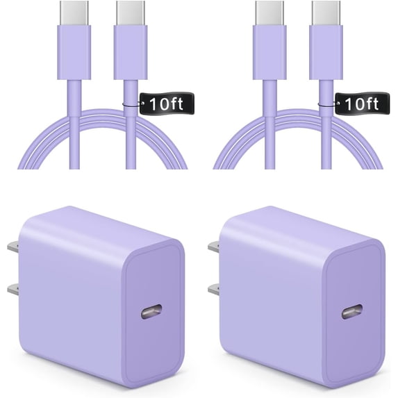iPhone 17 16 15 Charger Fast Charging 10FT - 2 Pack 20W USB C Charger ...