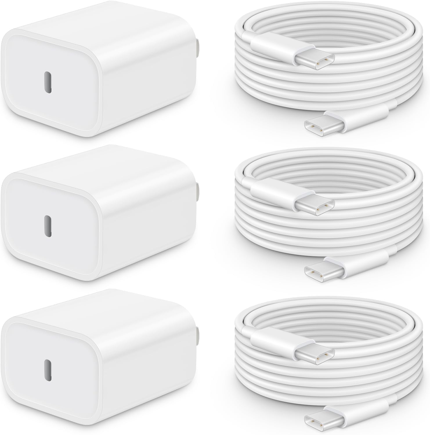 iPhone 17/16/15 Fast Charger [3-Pack] 20W USB C Wall Charger with 6FT C ...