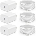 iPhone 17/16/15 Fast Charger [3-Pack] 20W USB C Wall Charger with 6FT C ...