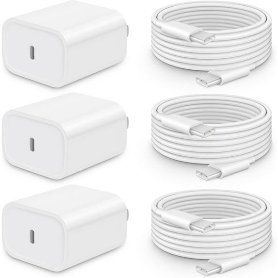 iPhone 17/16/15 Fast Charger [3-Pack] 20W USB C Wall Charger with 6FT C ...