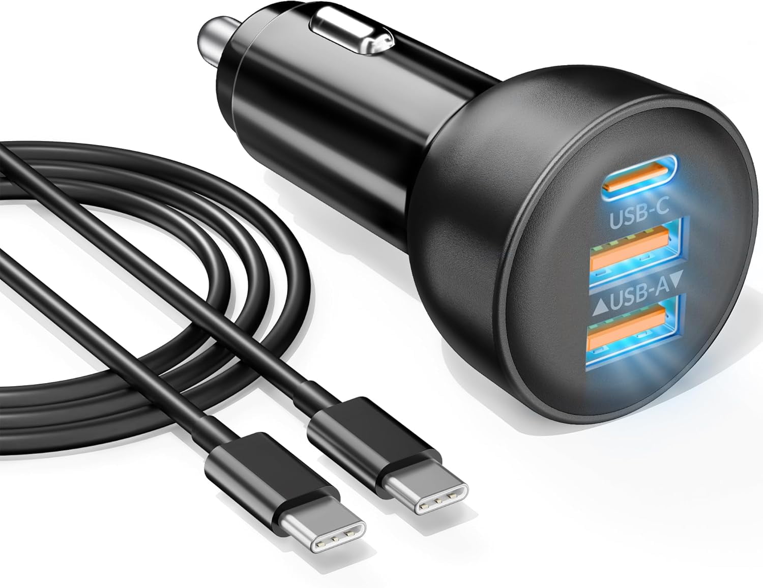iPhone 17 16 15 Pro Max Car Charger Fast Charging, 70W 3-Port USB C Car ...