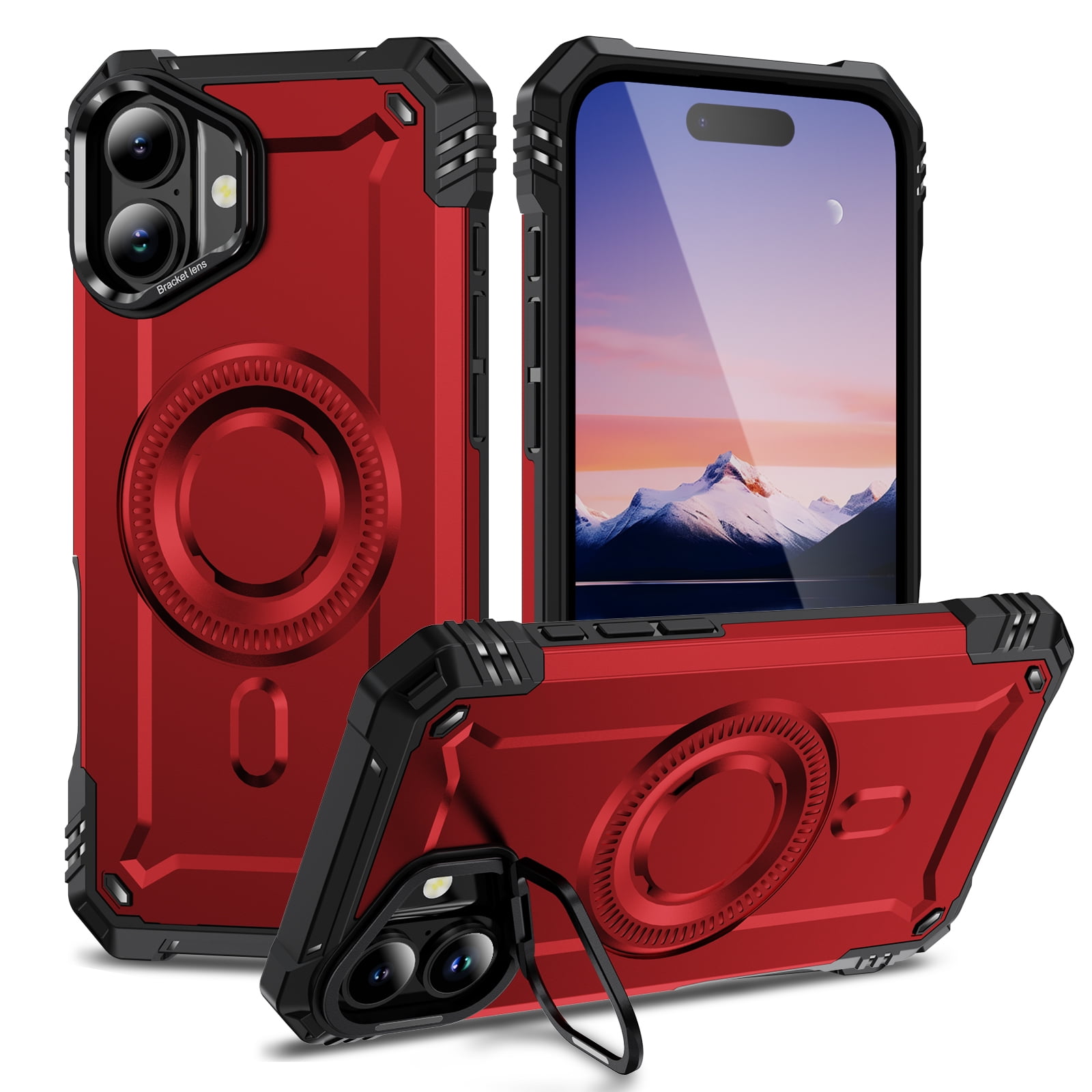 for iPhone 17 Armor Case with Kickstand, Luxury Military-Grade Drop Protection Heavy Duty ...