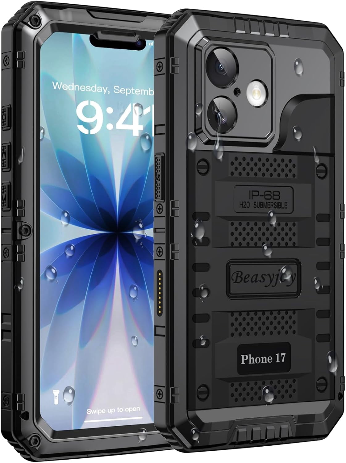 for iPhone 17 Case Waterproof, Heavy Duty Metal Full Body Protection ...