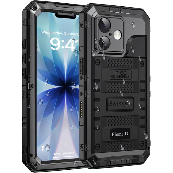 for iPhone 17 Case Waterproof, Heavy Duty Metal Full Body Protection ...
