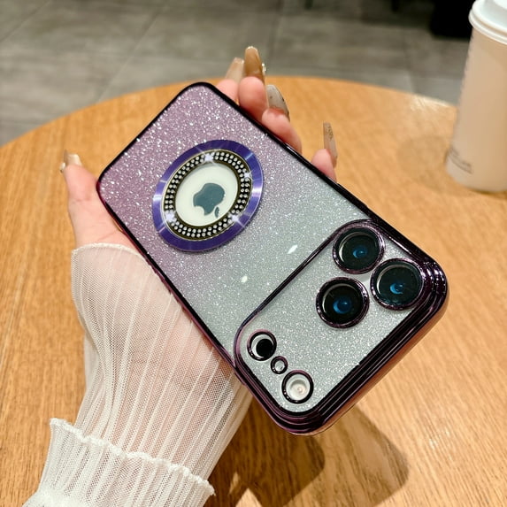 for iPhone 17 Magnetic Glitter Card Clear Case Compatible with MagSafe ...