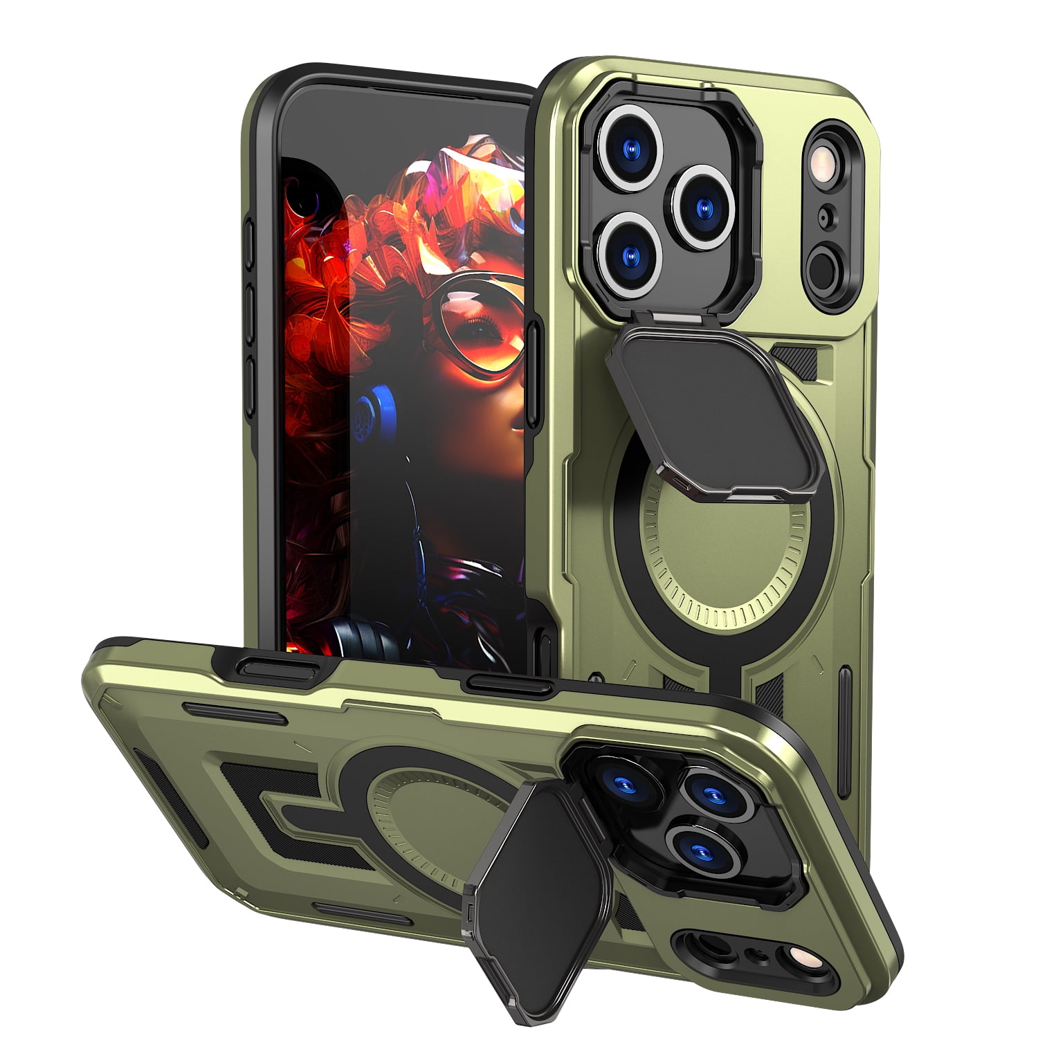 for iPhone 17 Pro Armor Case with Stand, [Compatible with MagSafe ...