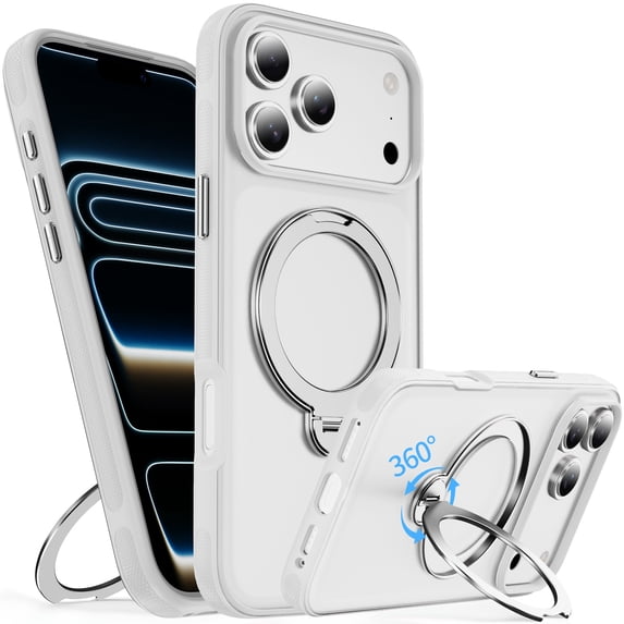 iPhone 17 Pro Case with Stand, 360 Magnetic Ring Stand, Military-Grade ...