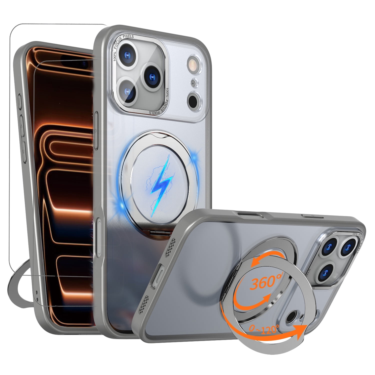 for iPhone 17 Pro Max 2025 Case,Updated 360°Rotatable Magnetic Metal ...