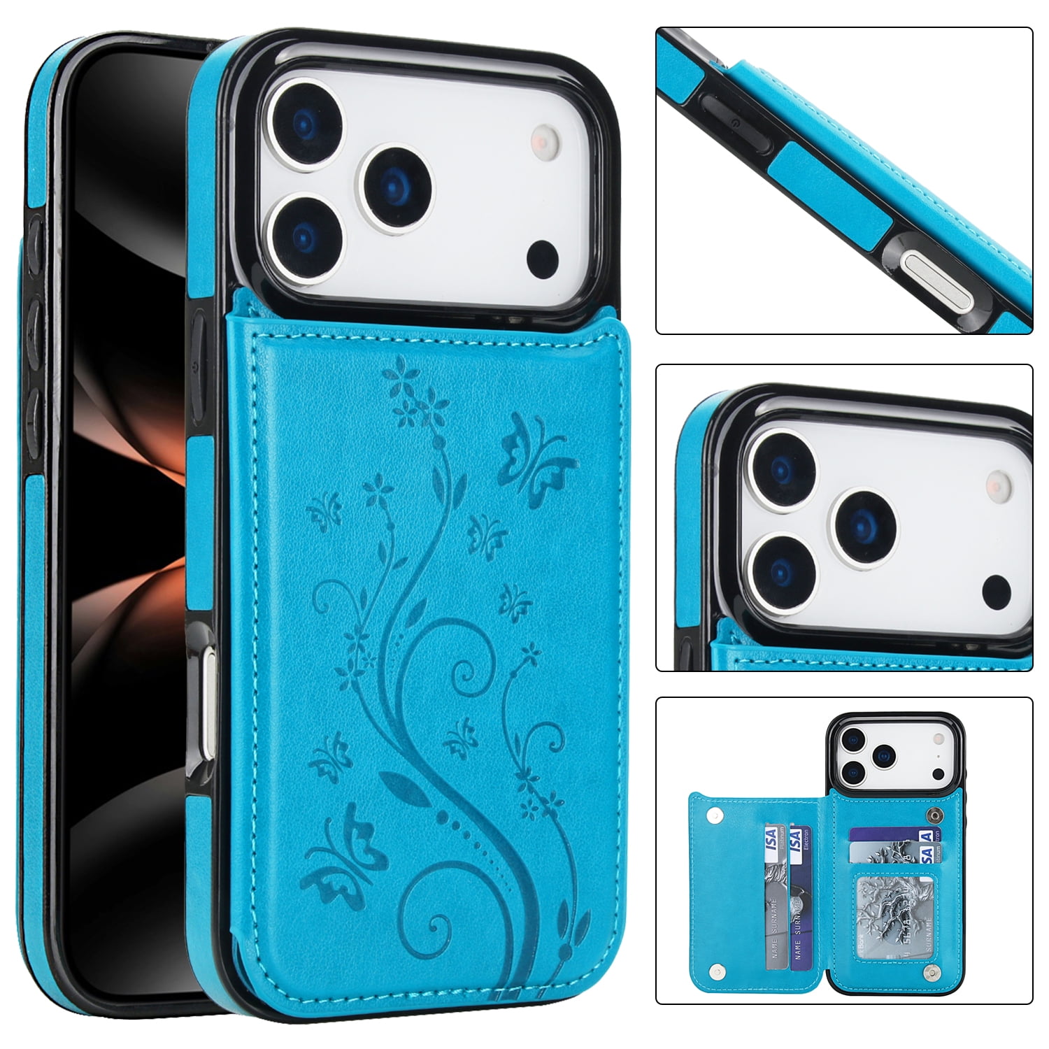for iPhone 17 Pro Max Case Wallet with Card Holder, Floral Flower ...