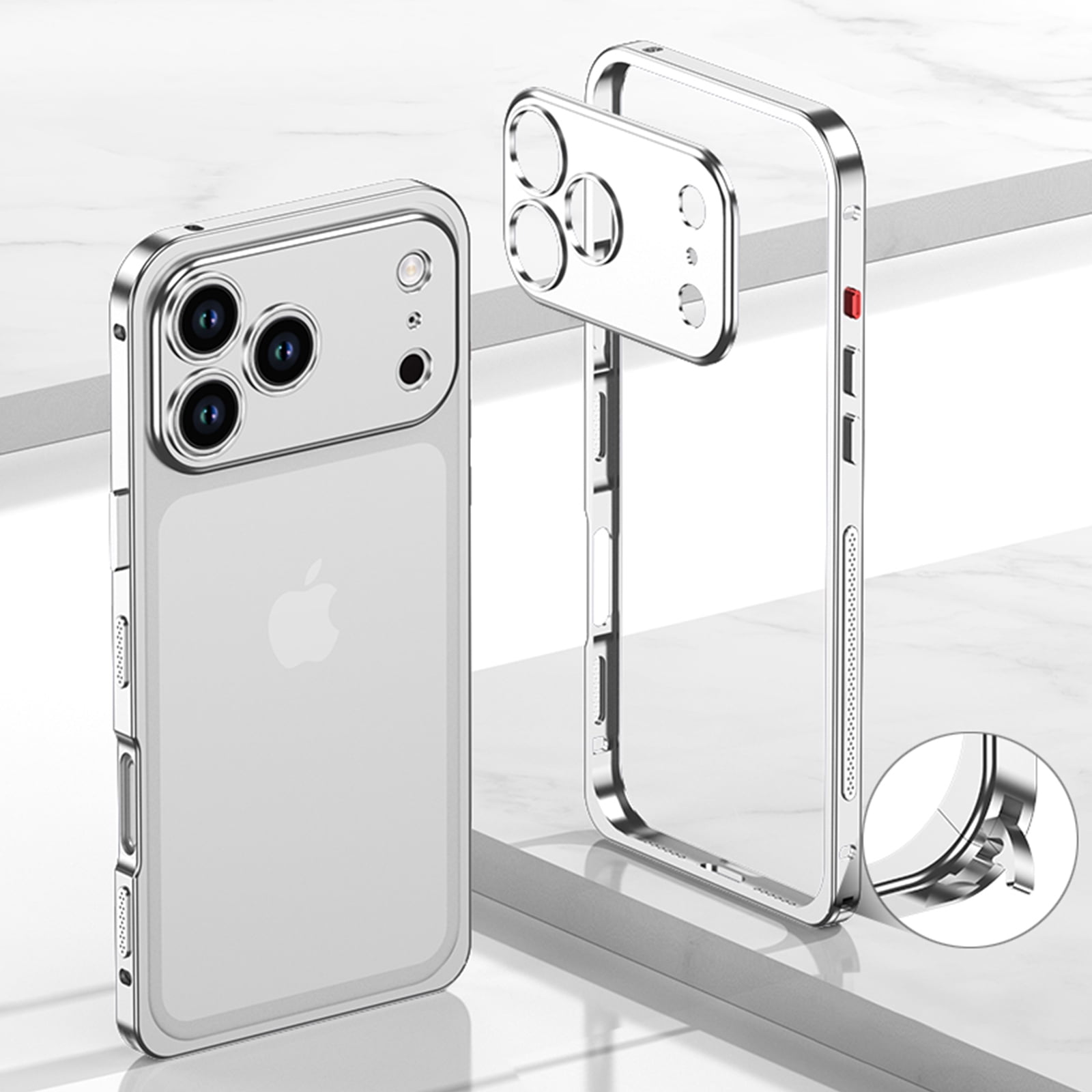 For iPhone 17 Pro Max Metal Bumper Phone Case,With Lens Protector,Slim ...