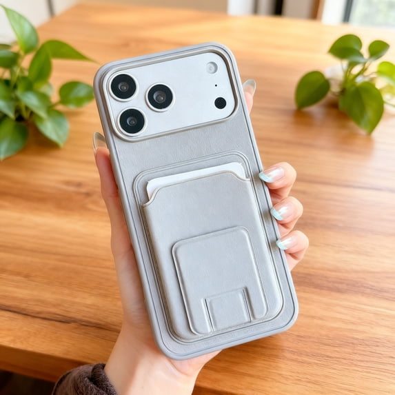 For iPhone 17 Pro Max Phone Case,With Card Slots,Contractile Kickstand ...