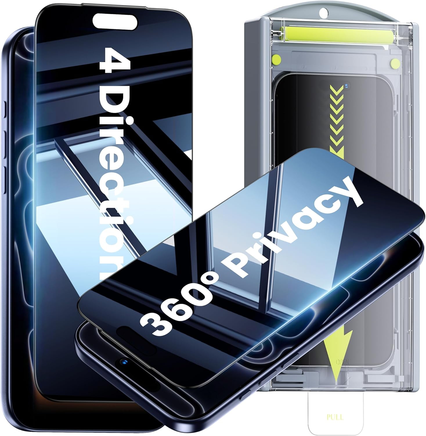 for iPhone 17 Pro Privacy Screen Protector - [4 Way 360 Anti Spy] [Auto ...