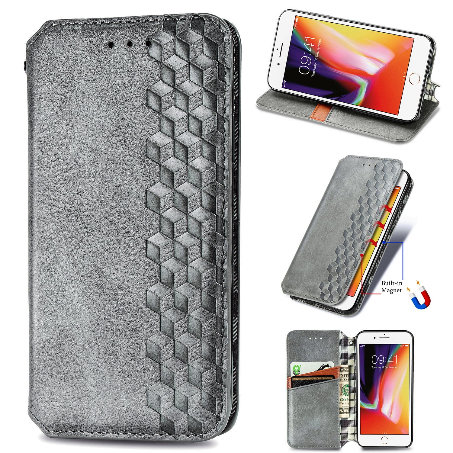 iPhone 6 Case,iPhone 6s Case,PU Leather TPU Wallet Cover with Card ...