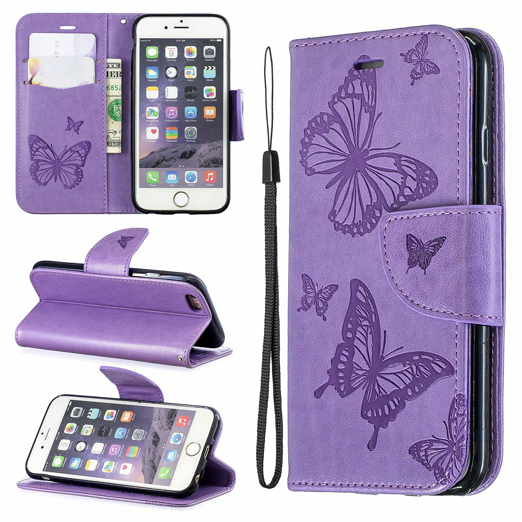iPhone 6S Wallet Case, iPhone 6 Case, Dteck Embossed Butterfly Flip PU ...
