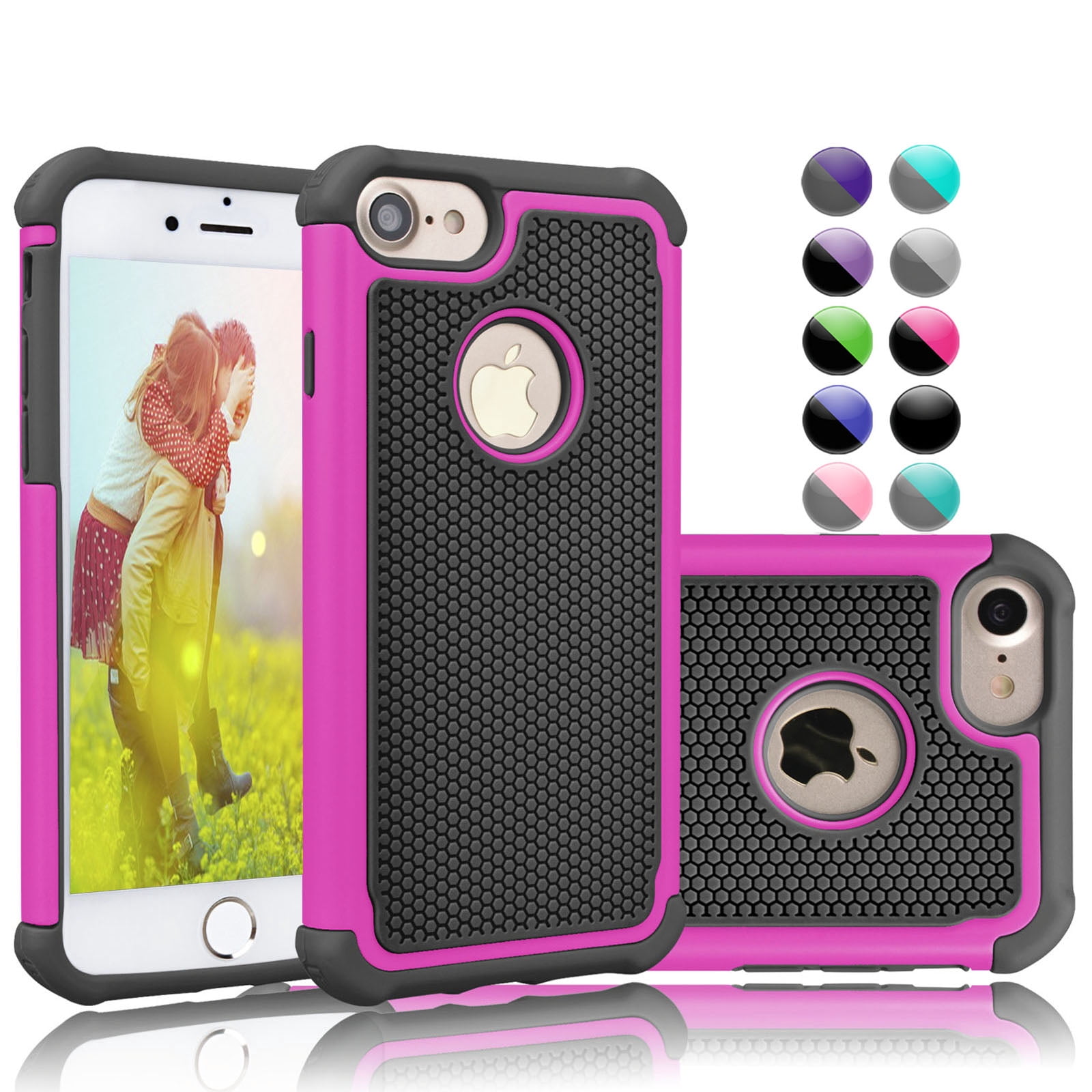 iPhone 7 Case, Apple iPhone 8 Case For Girls, Njjex [Rose/Black] 2 ...