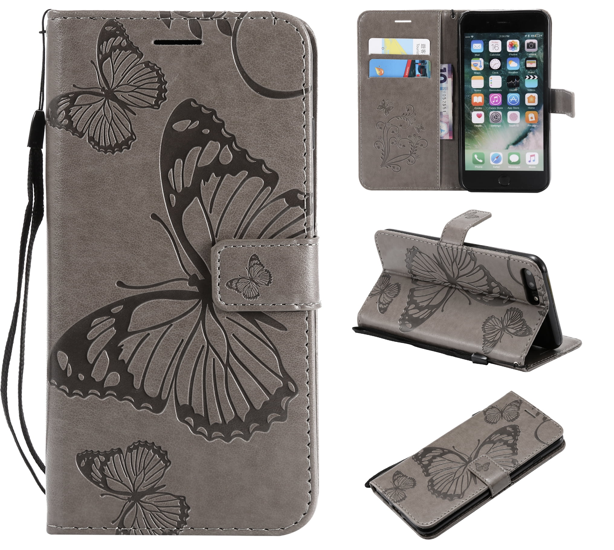 iPhone 7 Plus/ 8 Plus Wallet case, Allytech Pretty Retro Embossed ...