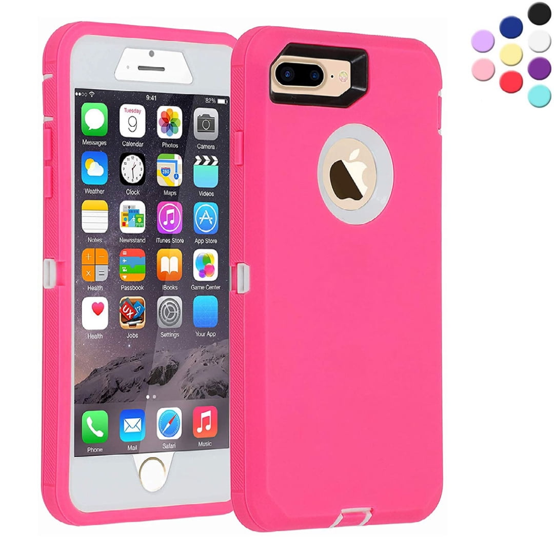 iPhone 7 Plus and iPhone 8 Plus Heavy Duty Case - Pink {3 Layer Shock ...