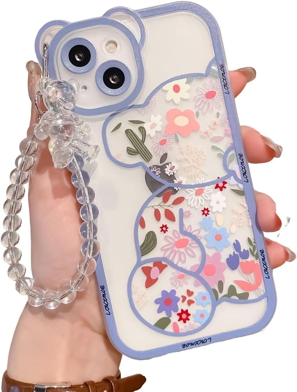 iPhone 8 Case with Cute Flowers Bear Pattern, Camera Protector, Clear ...