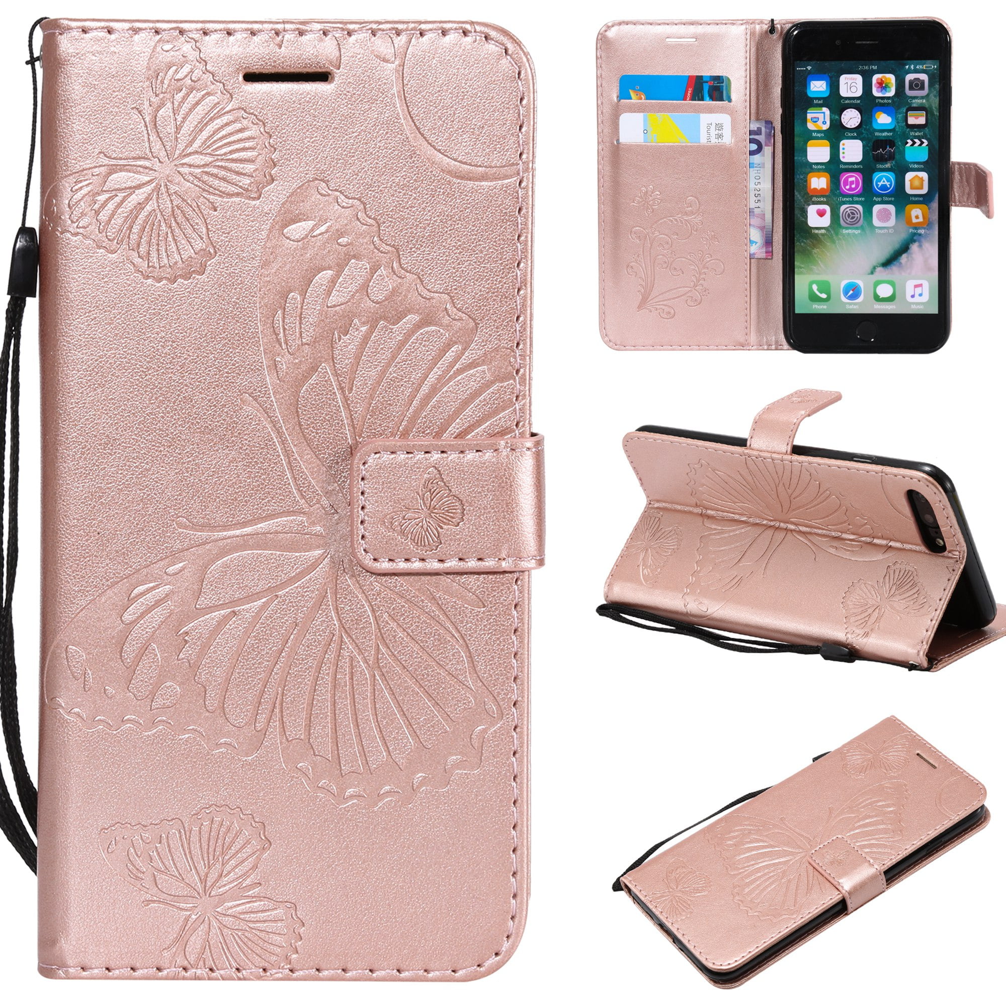 iPhone 8 Plus Wallet Case, iPhone 7 Plus Case, Dteck Embossed Big ...