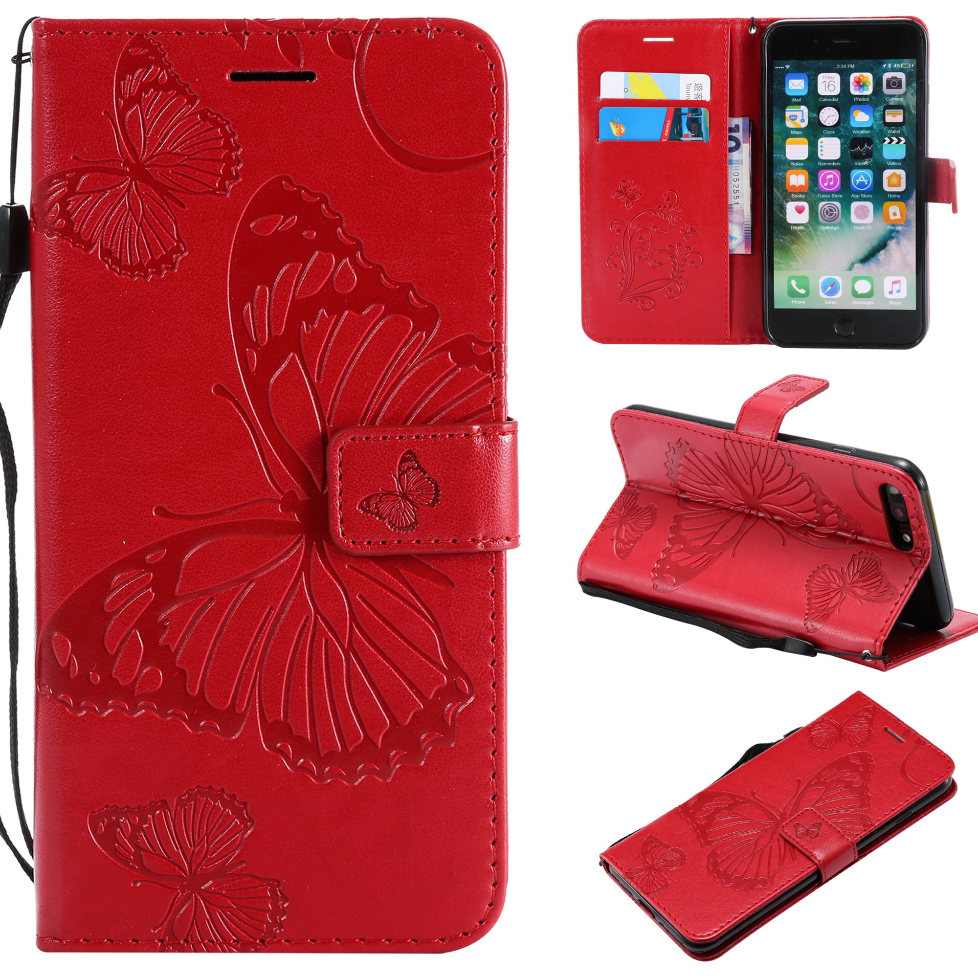 iPhone 8 Plus Wallet Case, iPhone 7 Plus Case, Dteck Embossed Big ...