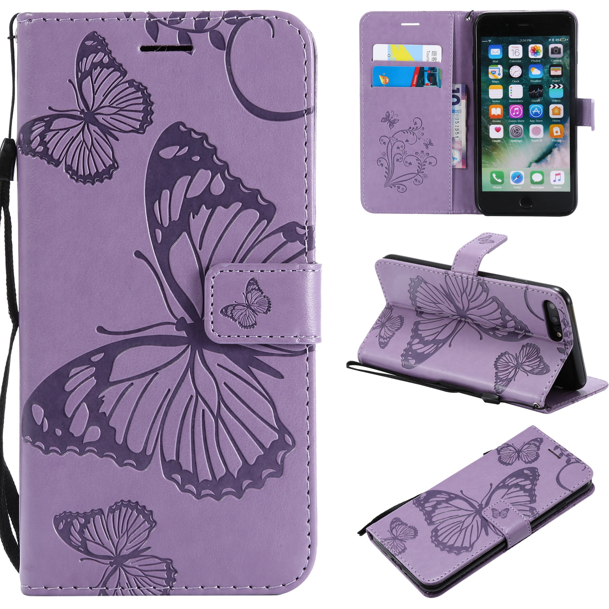 iPhone 8 Plus Wallet Case, iPhone 7 Plus Case, Dteck Embossed Big ...