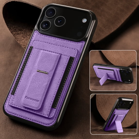 For iPhone Air Phone Case,With Card Holder,Foldable Invisible Kickstand ...