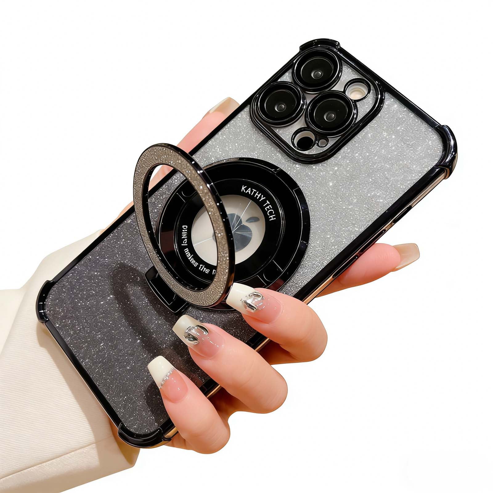 For iPhone Air Phone Case,With Contractile Ring Kickstand,Built-in Lens ...