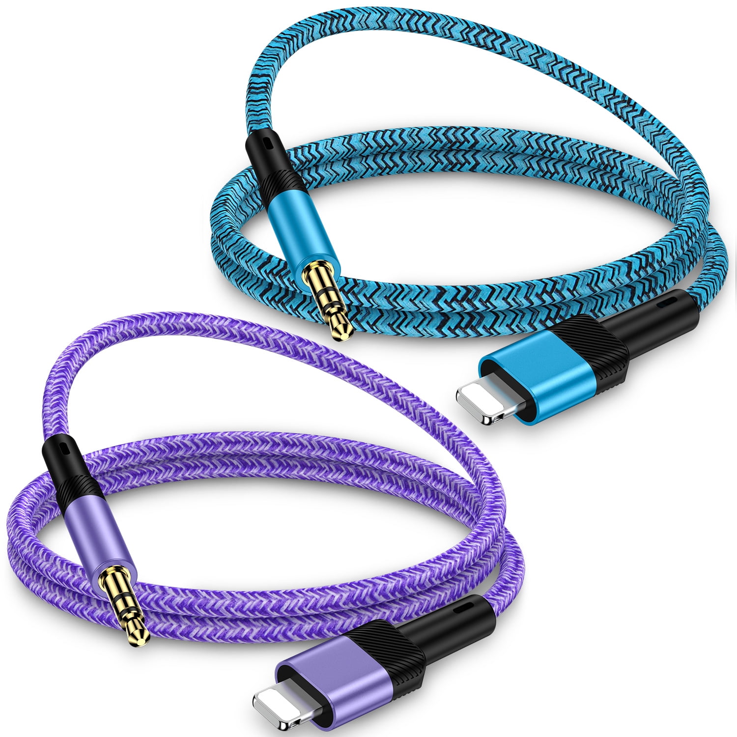 iPhone Aux Cord,Zacenei 2pack 3ft iPhone 3.5mm Audio Cord Aux Adapter Auxiliary Cable Male to ...