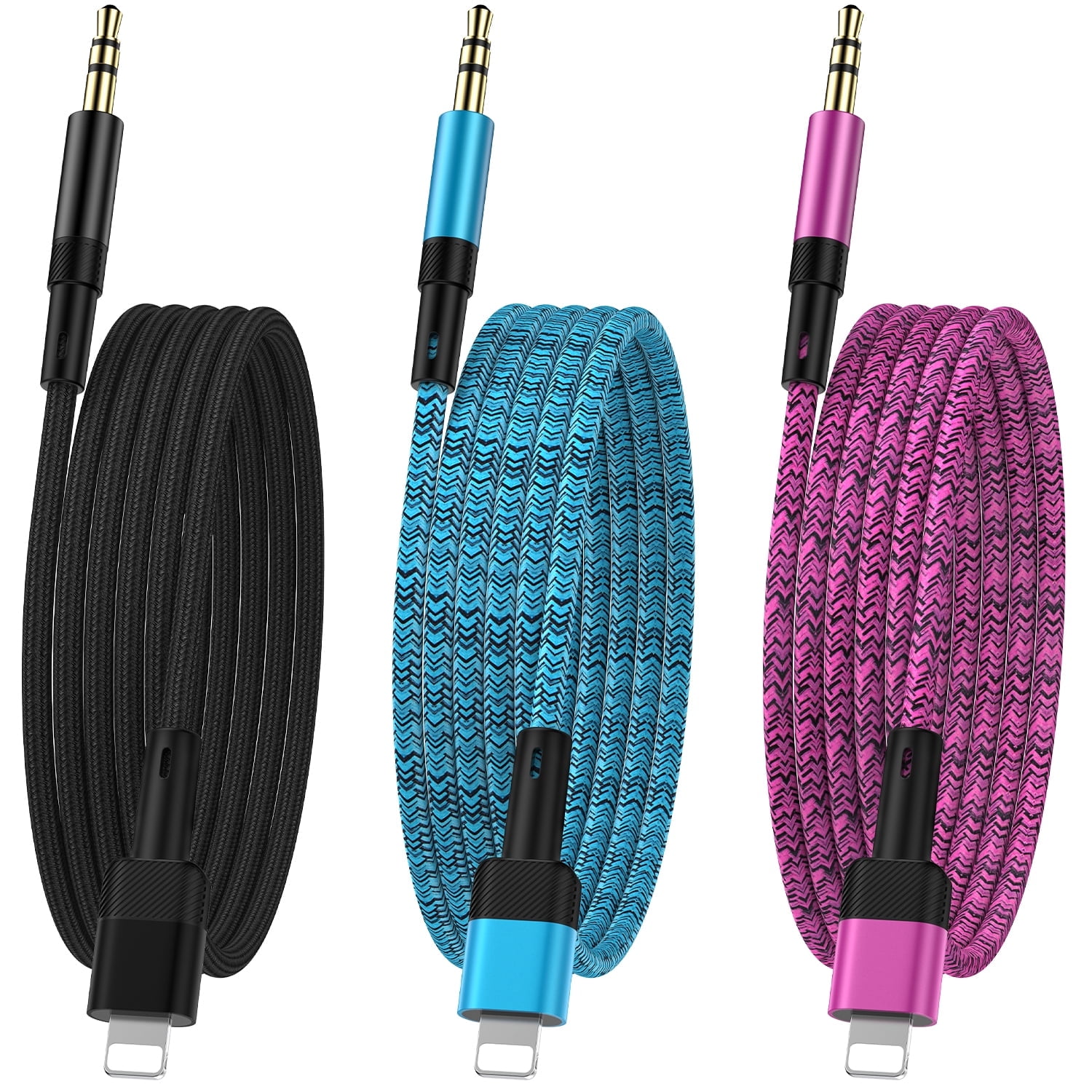 iPhone Aux Cord,Zacenei 3pack 3ft Lightning to 3.5mm Audio Cord Aux ...