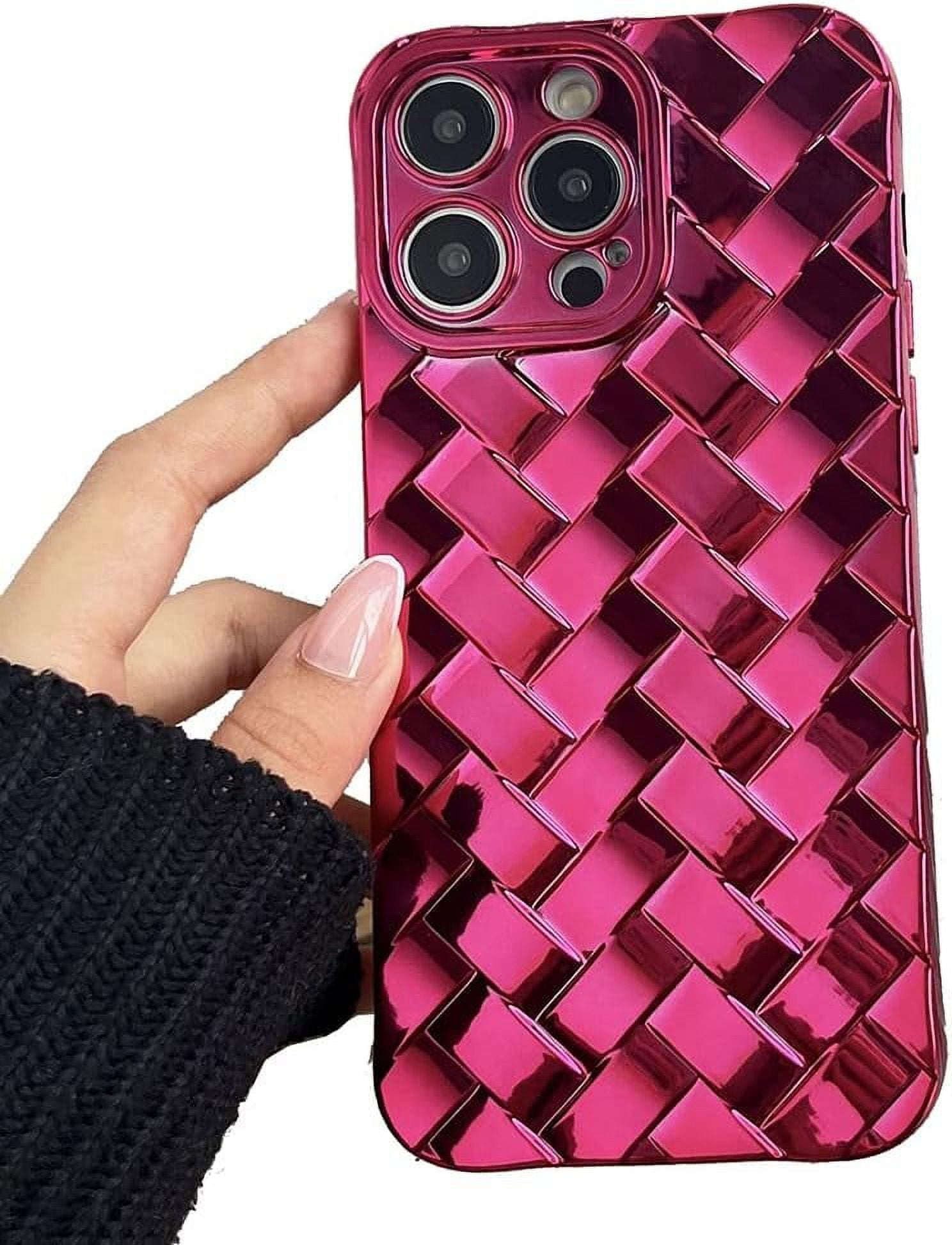 for iPhone Case Cute 3D Weave Plated Design Soft TPU Silicone Camera ...
