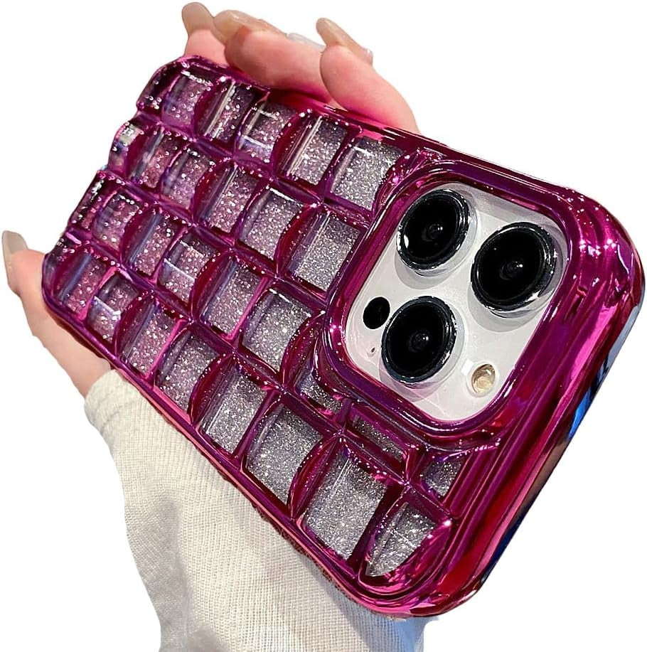for iPhone Case,Luxury ElectroPlated Clear Glitter Grid Gradient Soft ...