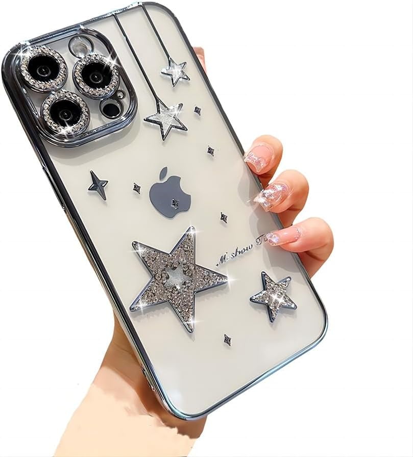 for iPhone Case,Luxury ElectroPlated Frame Glitter Sparkle Sparkly Star ...