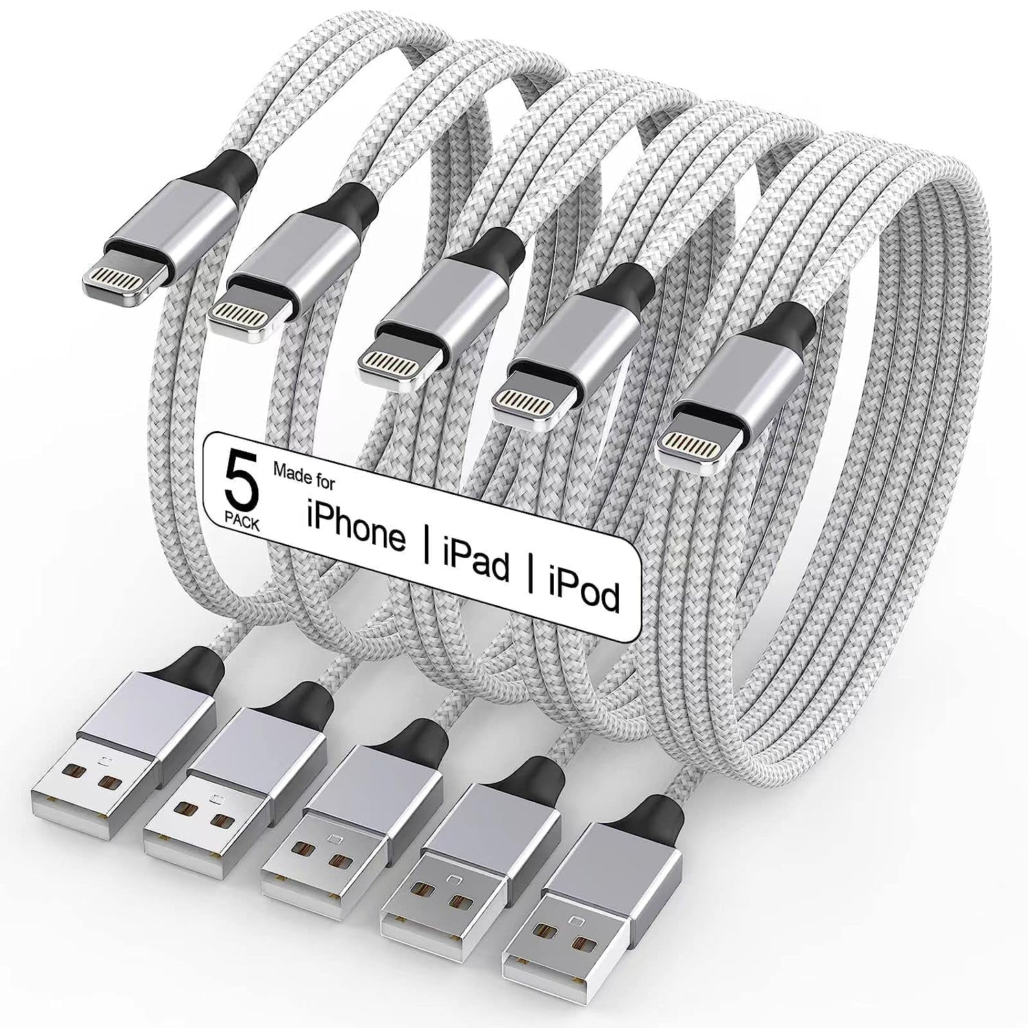 iPhone Charger, 5Pack(3/3/6/6/10 FT) iPhone Charging Cable, Apple ...