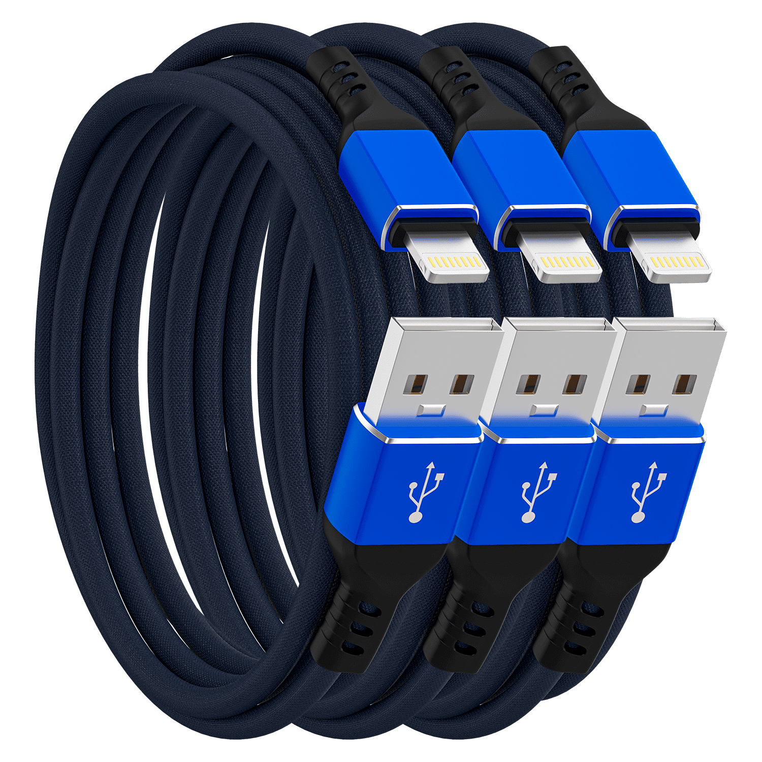 iPhone Charger Cable, Ironten Apple MFi Certified 3 Pack 6 FT Blue Long ...