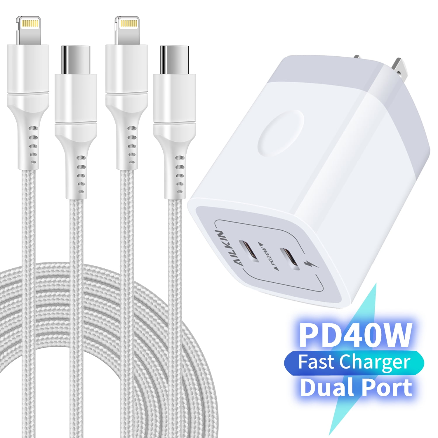iPhone Charger,Charger Block with 2Pack Lightning Cables 6ft Charging ...