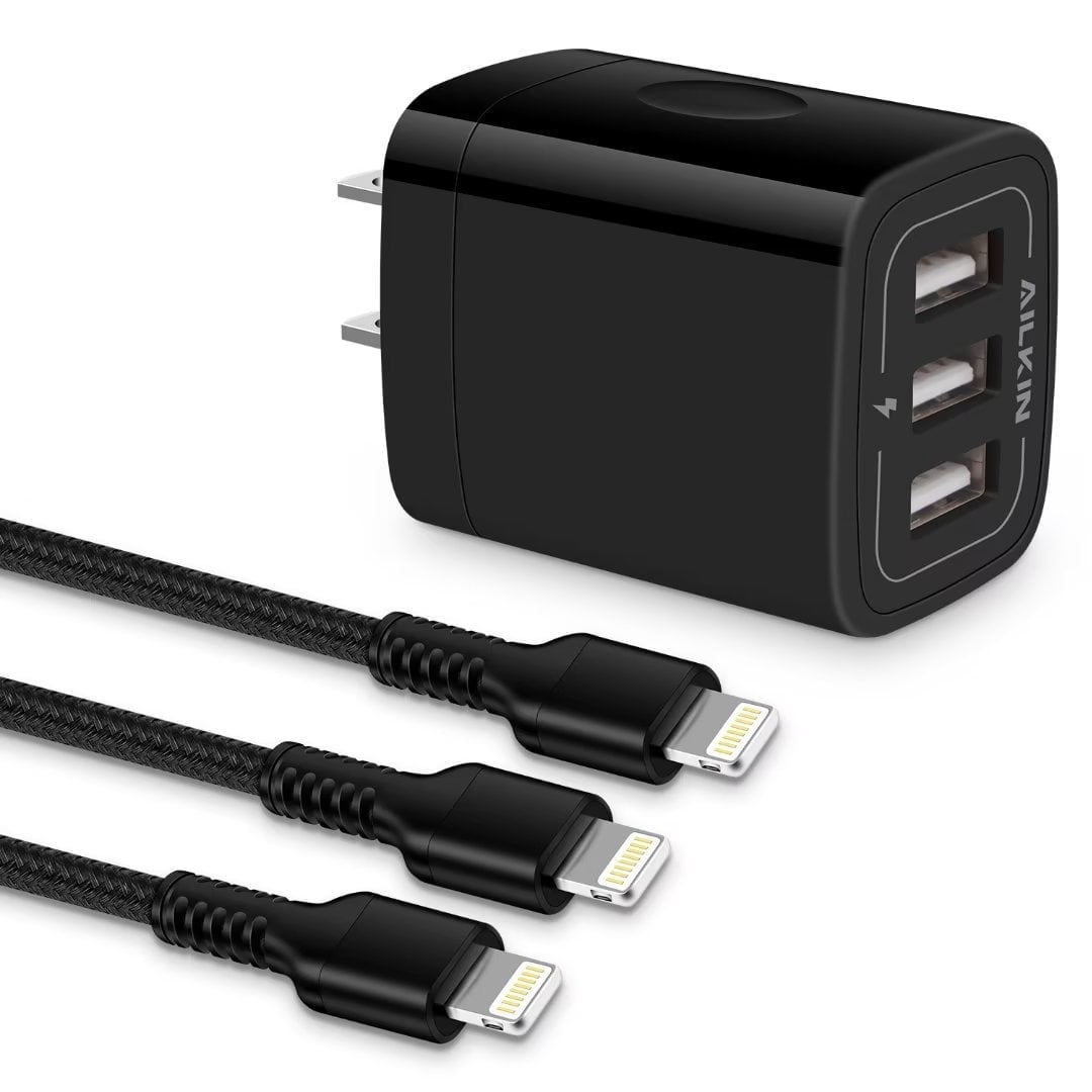 AILKIN Compatible with iPhone Charger Block with 3Pack Charging Cables ...