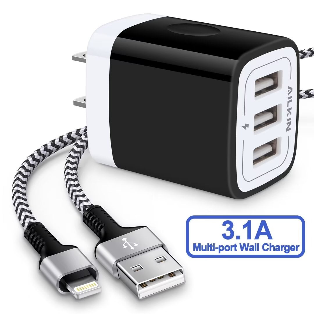 iPhone Charger,Charger Block with Lightning Cables 3ft Charging Cords ...